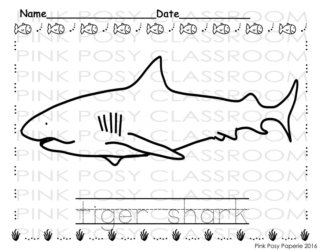 Shark Coloring Pages, Color and Trace the Letters, Printable Shark ...