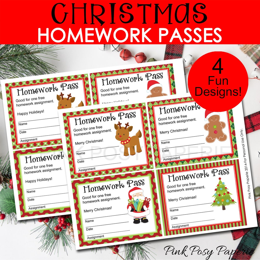 Christmas Homework Passes, Classroom Managment, Instant Download ...