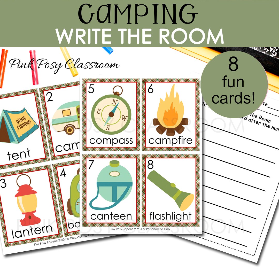 Camping Vocabulary Cards, Camping Printable, Literacy Center, Writing ...