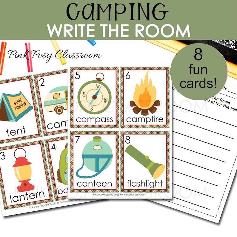 Camping Vocabulary Cards, Camping Printable, Literacy Center, Writing ...