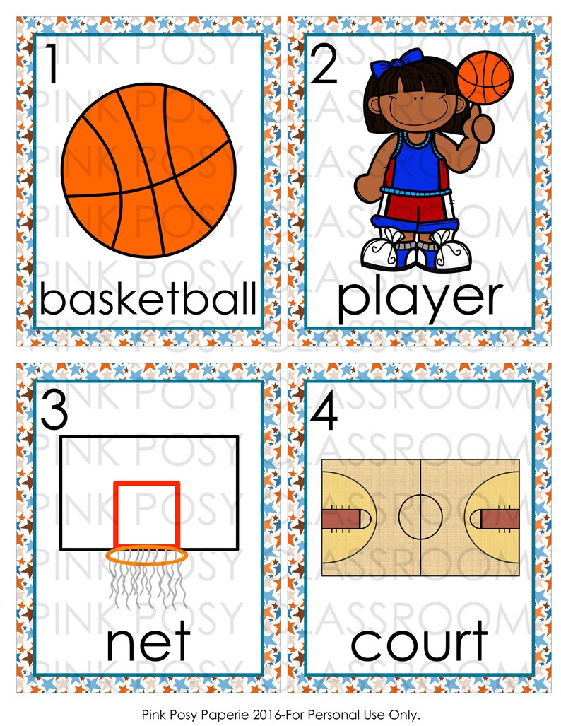 Basketball Vocabulary Cards, Basketball Printable, Literacy Center ...