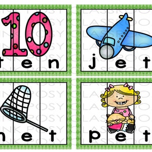 CVC Puzzles, Short E, Short Vowel Sounds, Word Families, Phonics ...