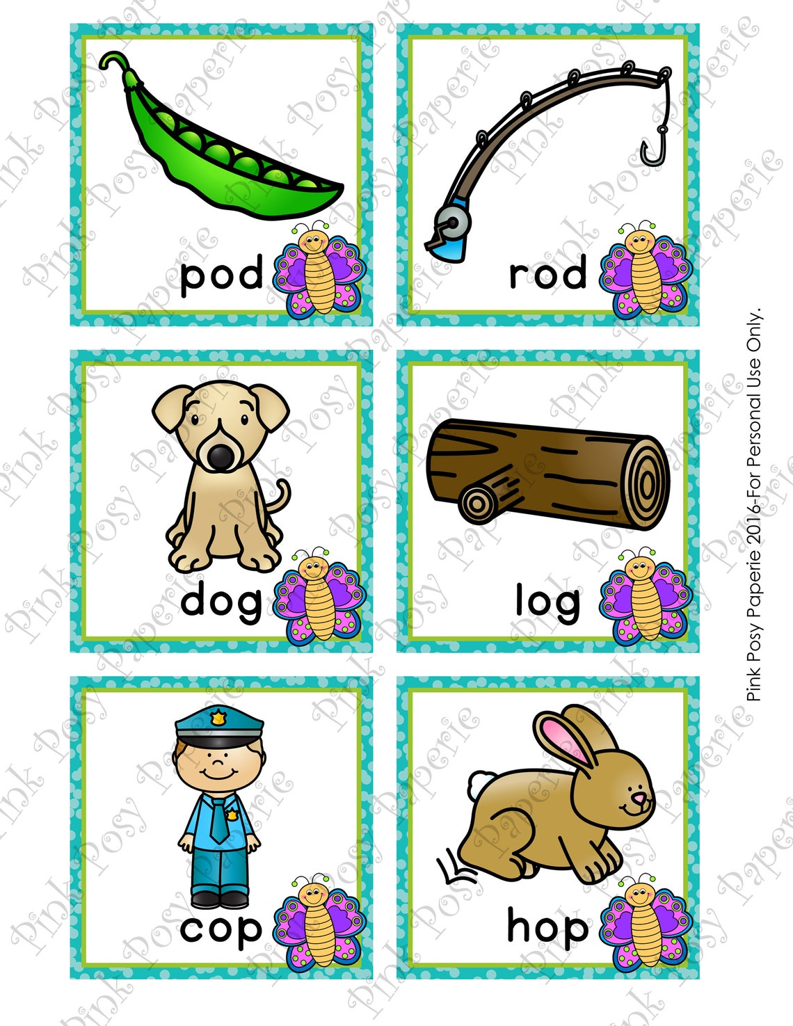 CVC Word Cards, Matching Cards, Short Vowel Sounds, Word Families ...