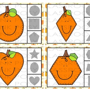2D Shapes Flashcards Pumpkin, Pumpkin Shapes Clip Cards, Shapes ...
