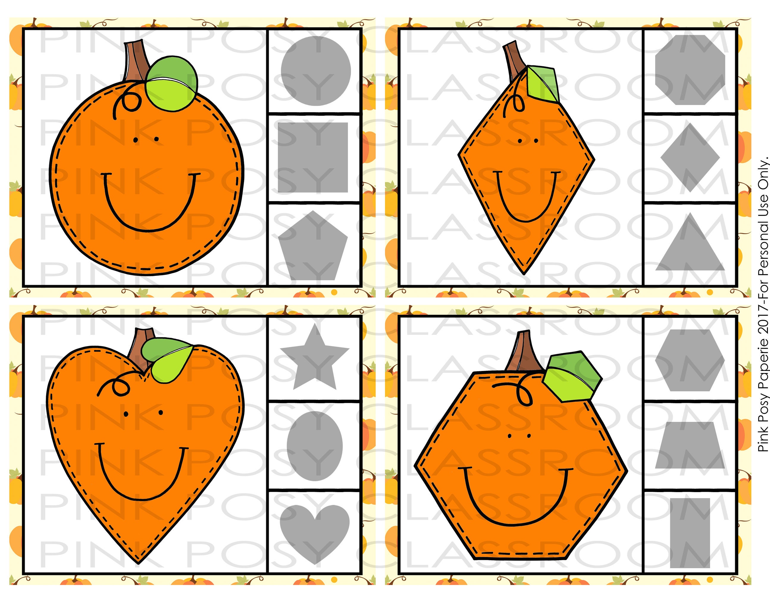 2D Shapes Flashcards Pumpkin, Pumpkin Shapes Clip Cards, Shapes ...