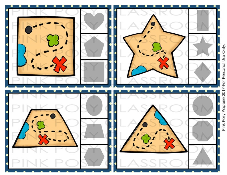 2D Shapes Flashcards Pirate Theme, Map Shapes Clip Cards, Shapes ...