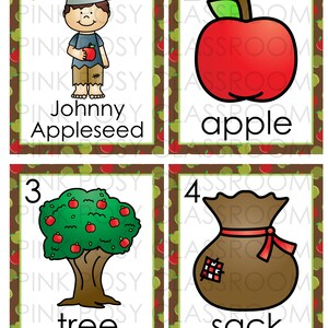 Johnny Appleseed Vocabulary Cards, Johnny Appleseed Printable, Autumn ...
