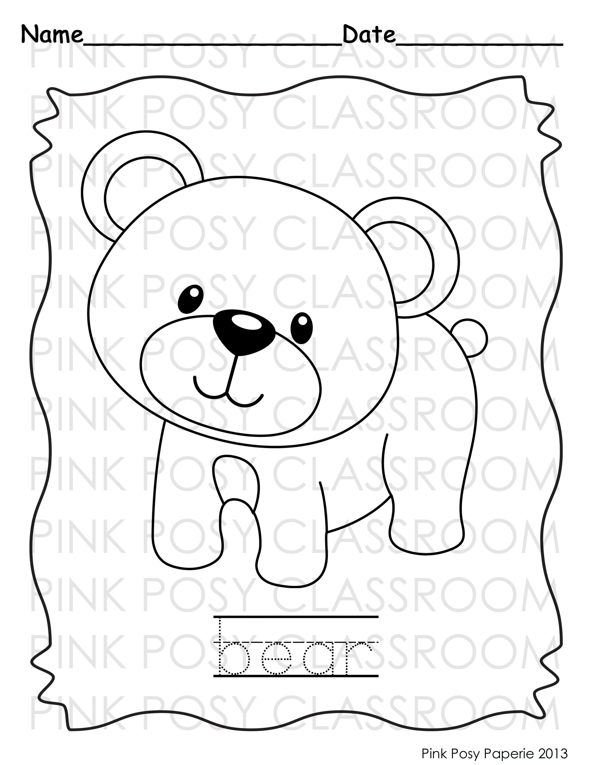 Woodland Animals Coloring Pages, Color and Trace the Word, Woodland ...