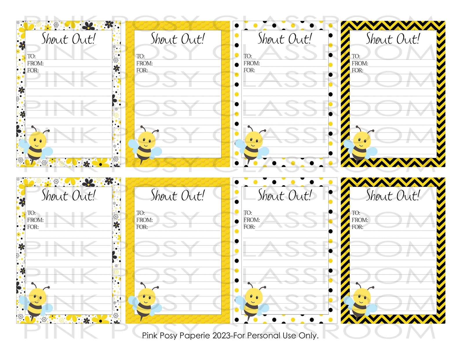 Shout Out Cards, Notes From Teacher, Student Rewards, Bee Printable ...