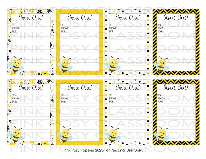 Shout Out Cards, Notes From Teacher, Student Rewards, Bee Printable ...