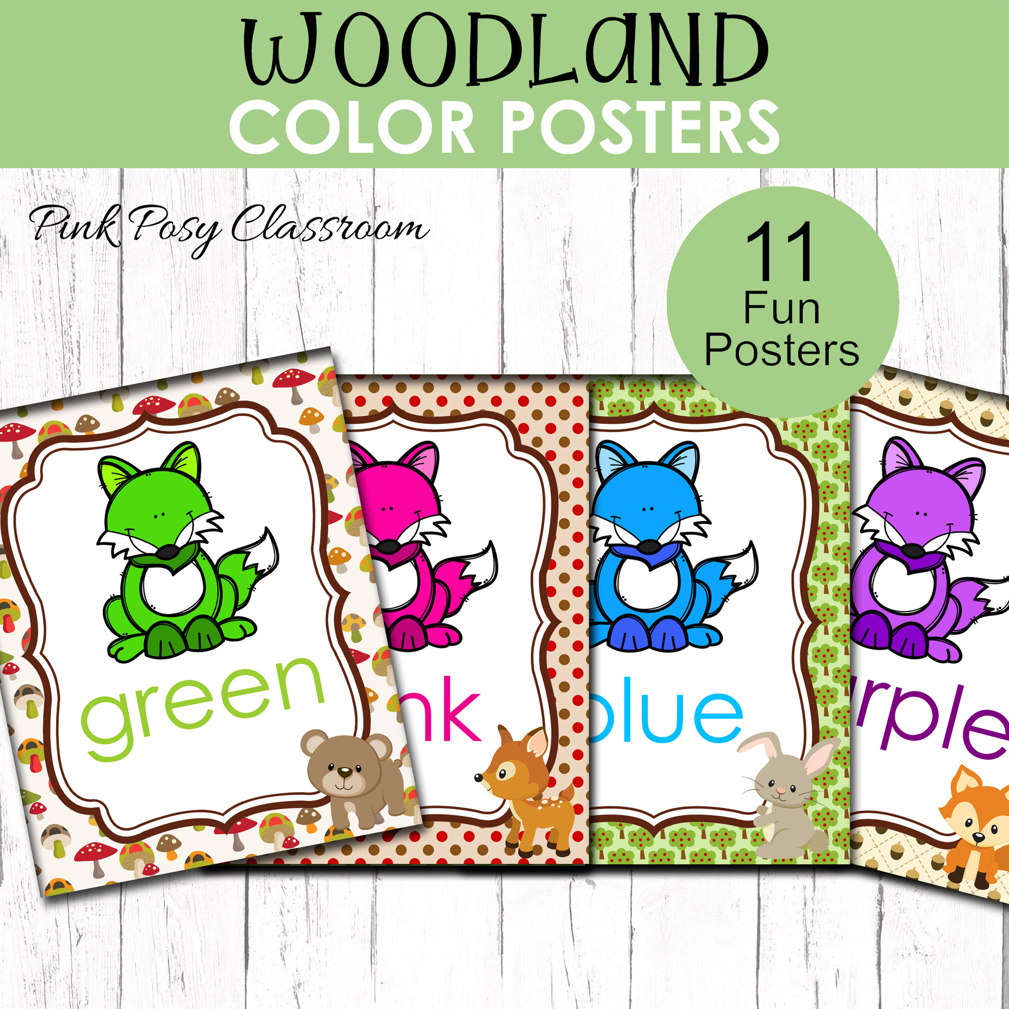 Woodland Color Posters, Colors Recognition, Classroom Decor, Printable ...