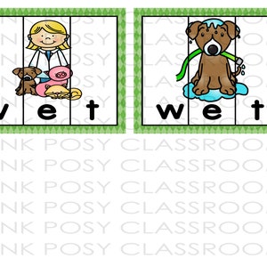 CVC Puzzles, Short E, Short Vowel Sounds, Word Families, Phonics ...
