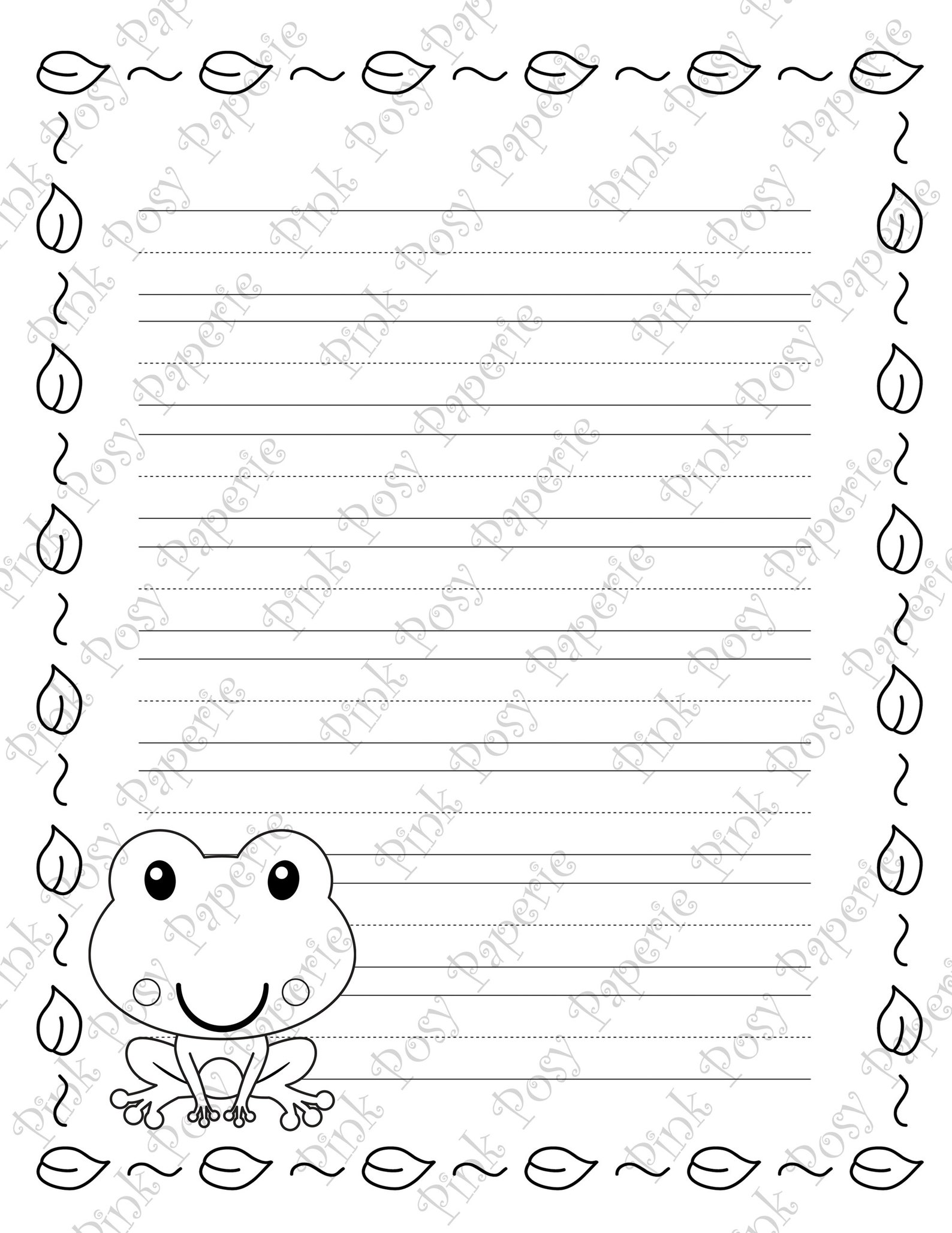 Frog Writing Paper, Frog Stationery, Frog Printable Paper, Frog Lined ...