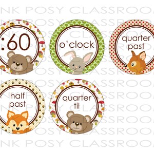 Woodland Clock Number Labels, Classroom Decor, Telling Time, School ...