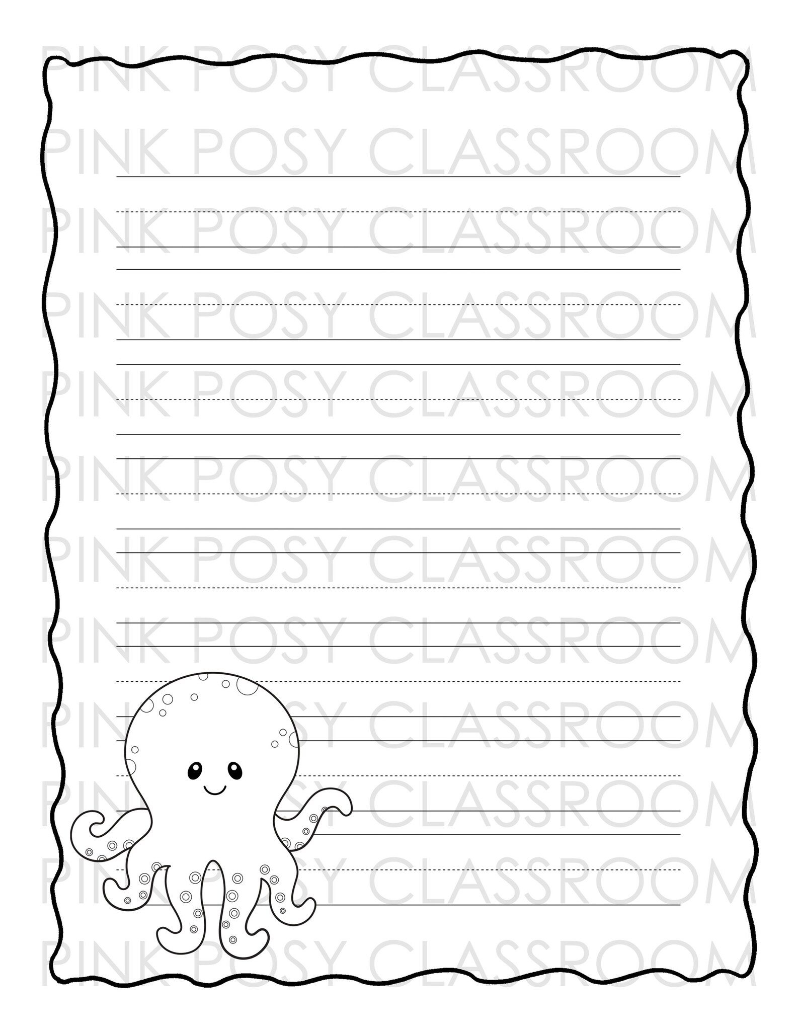 Ocean Animals Writing Paper, Ocean Animals Stationery, Printable Paper ...