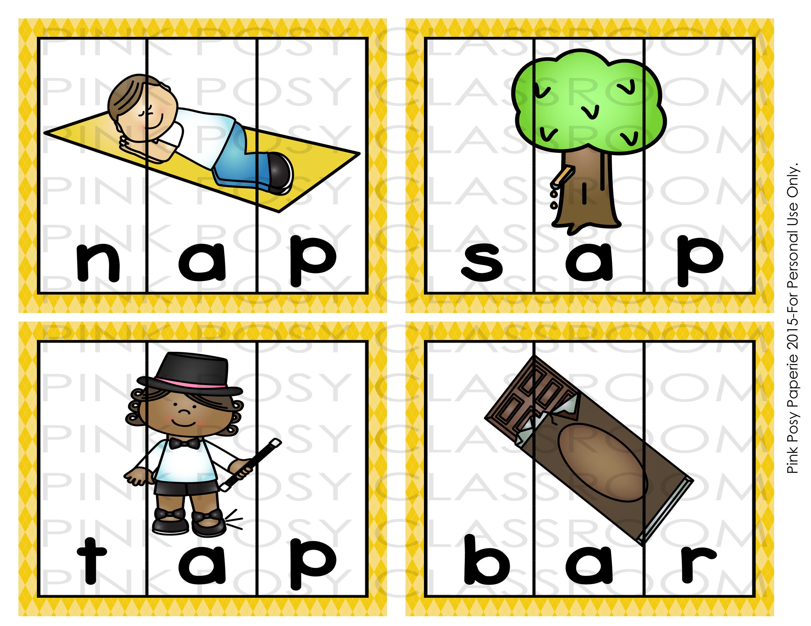 CVC Puzzles Short A Short Vowel Sounds Word Families - Etsy