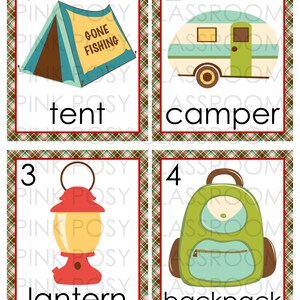 Camping Vocabulary Cards, Camping Printable, Literacy Center, Writing ...