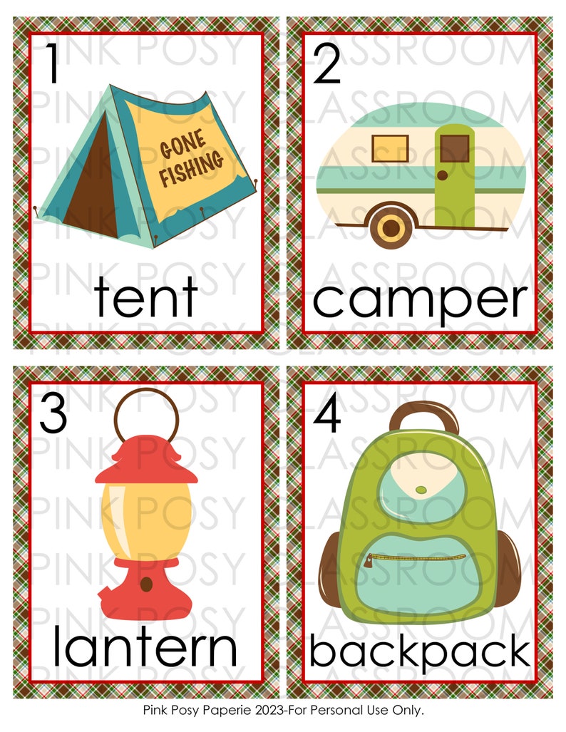 Camping Vocabulary Cards, Camping Printable, Literacy Center, Writing ...