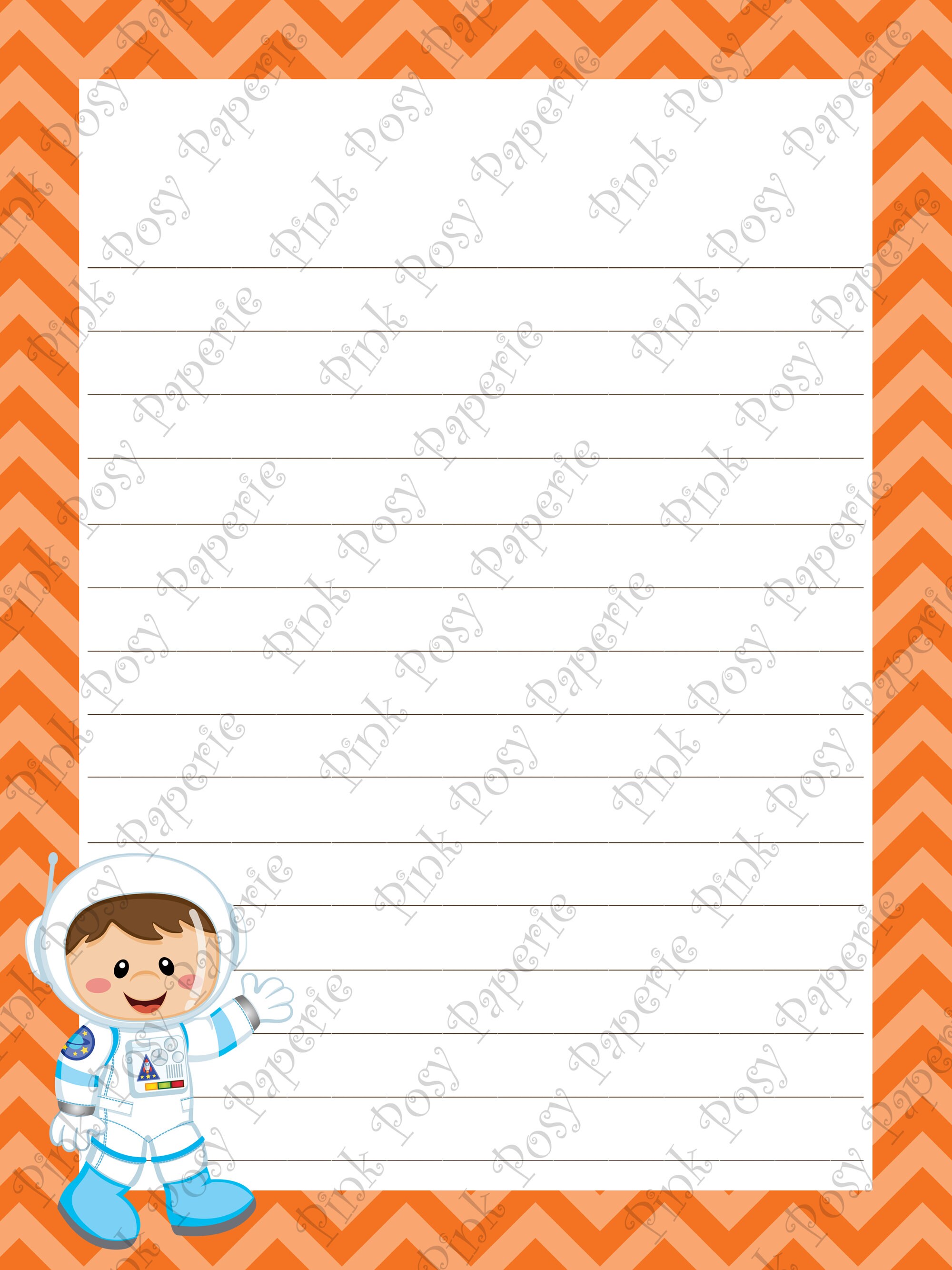 Outerspace Writing Paper, Outer Space Printable Paper, Lined Paper ...