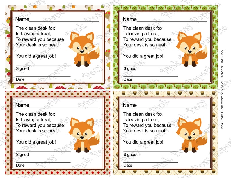 Fox Clean Desk Awards, Classroom Managment, Behavior Management ...