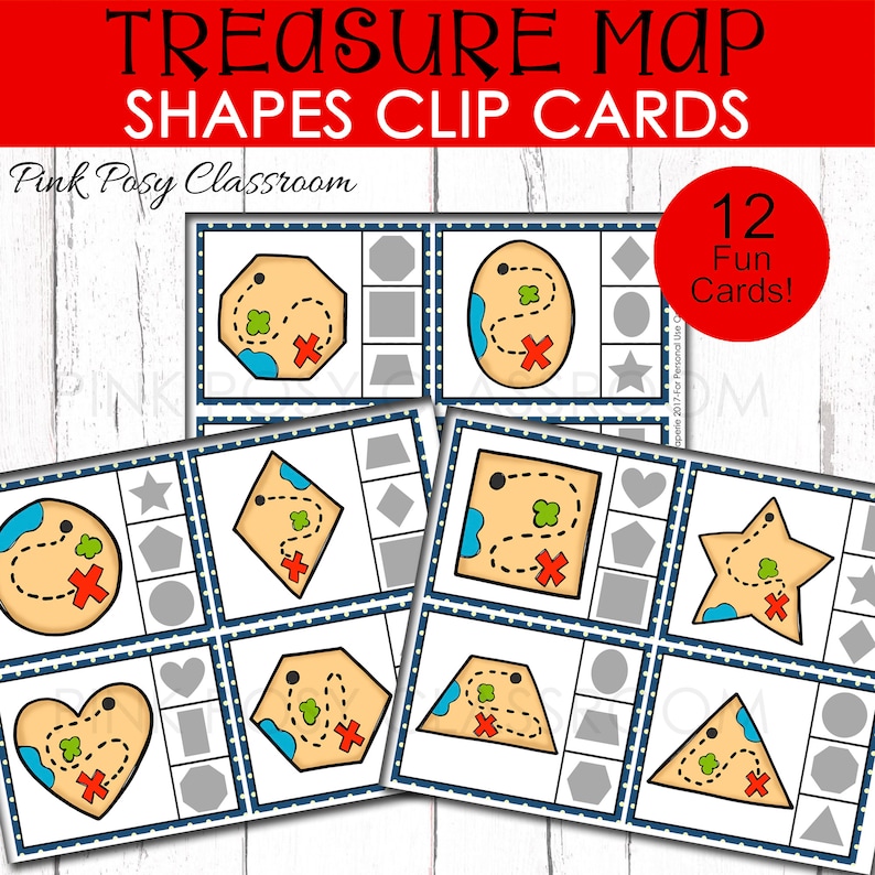 2D Shapes Flashcards Pirate Theme, Map Shapes Clip Cards, Shapes ...