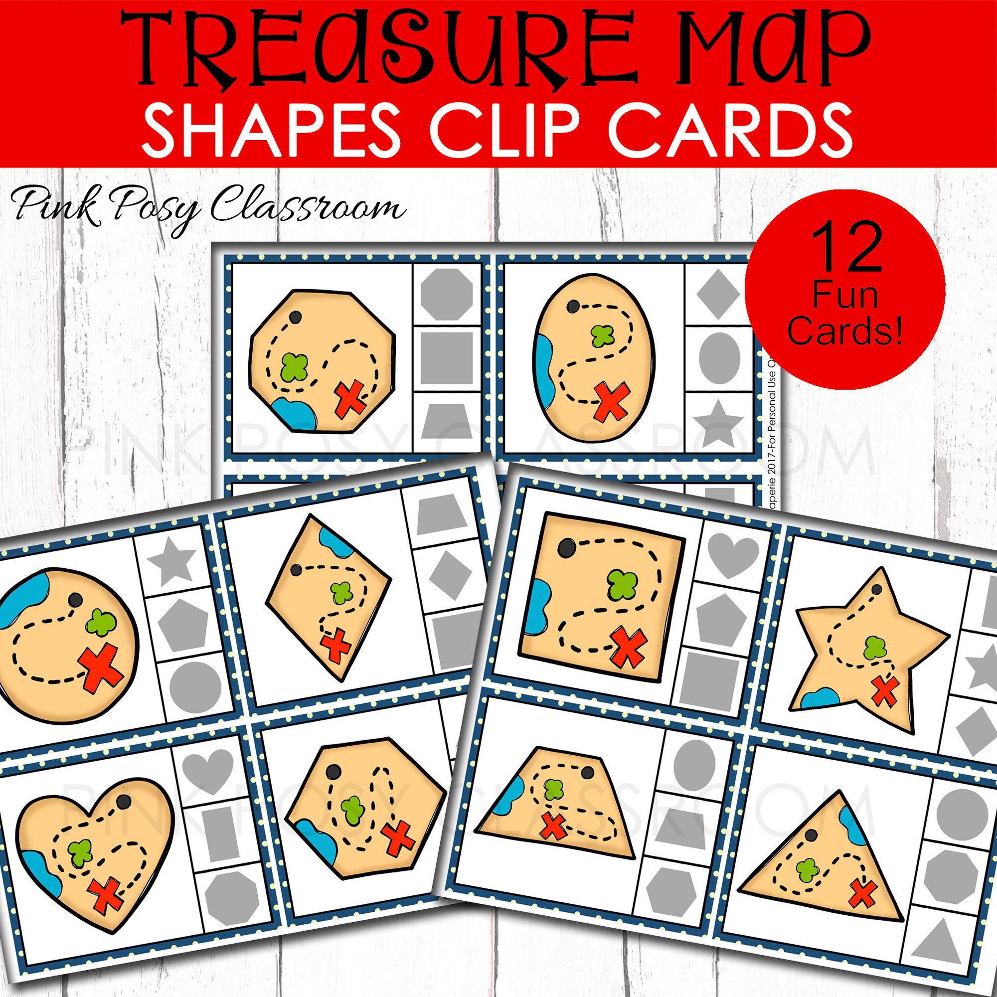 2D Shapes Flashcards Pirate Theme, Map Shapes Clip Cards, Shapes ...