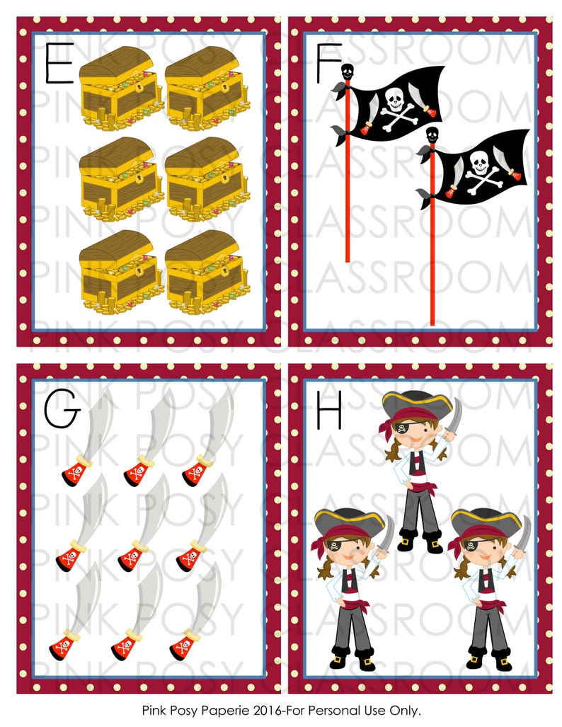 Pirate Flash Cards, Pirate Count the Room, Learn to Count, Number ...