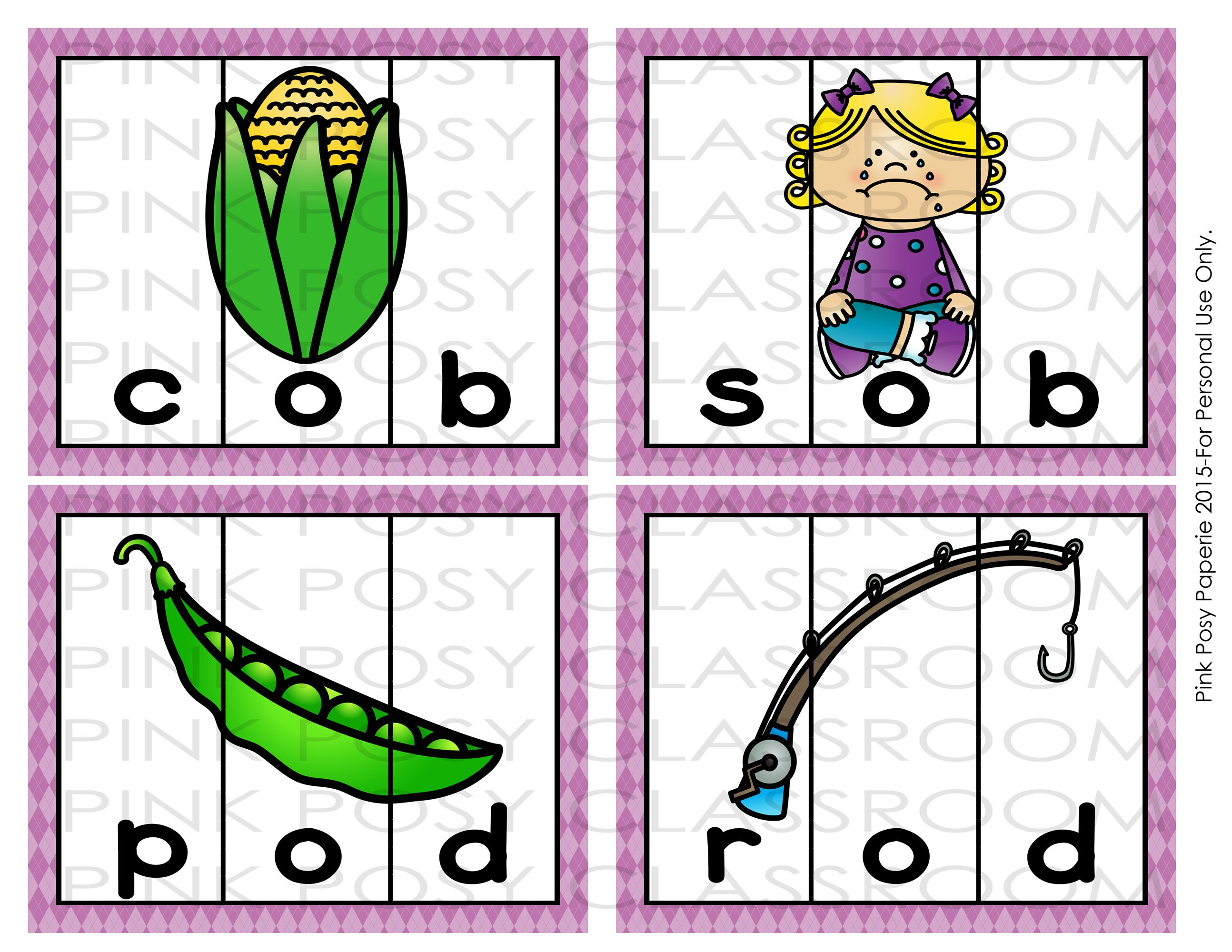 CVC Puzzles Short O Short Vowel Sounds Word Families - Etsy