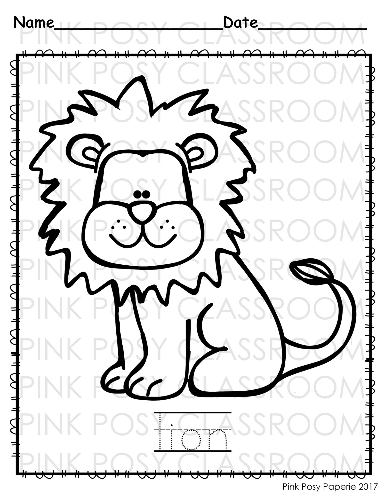 Zoo Animal Coloring Pages, Color and Trace the Word, Zoo Animals ...