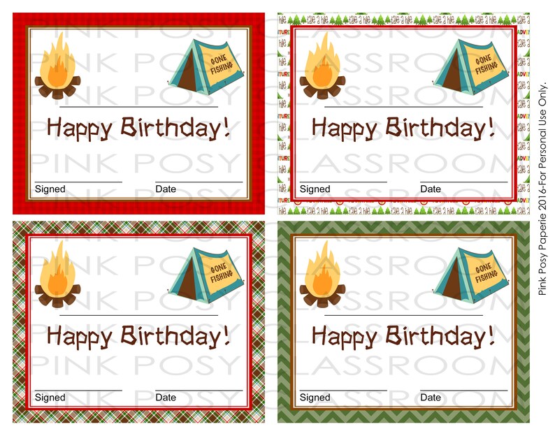 Happy Birthday Certificate, Camping Birthday Certificate, Classroom ...