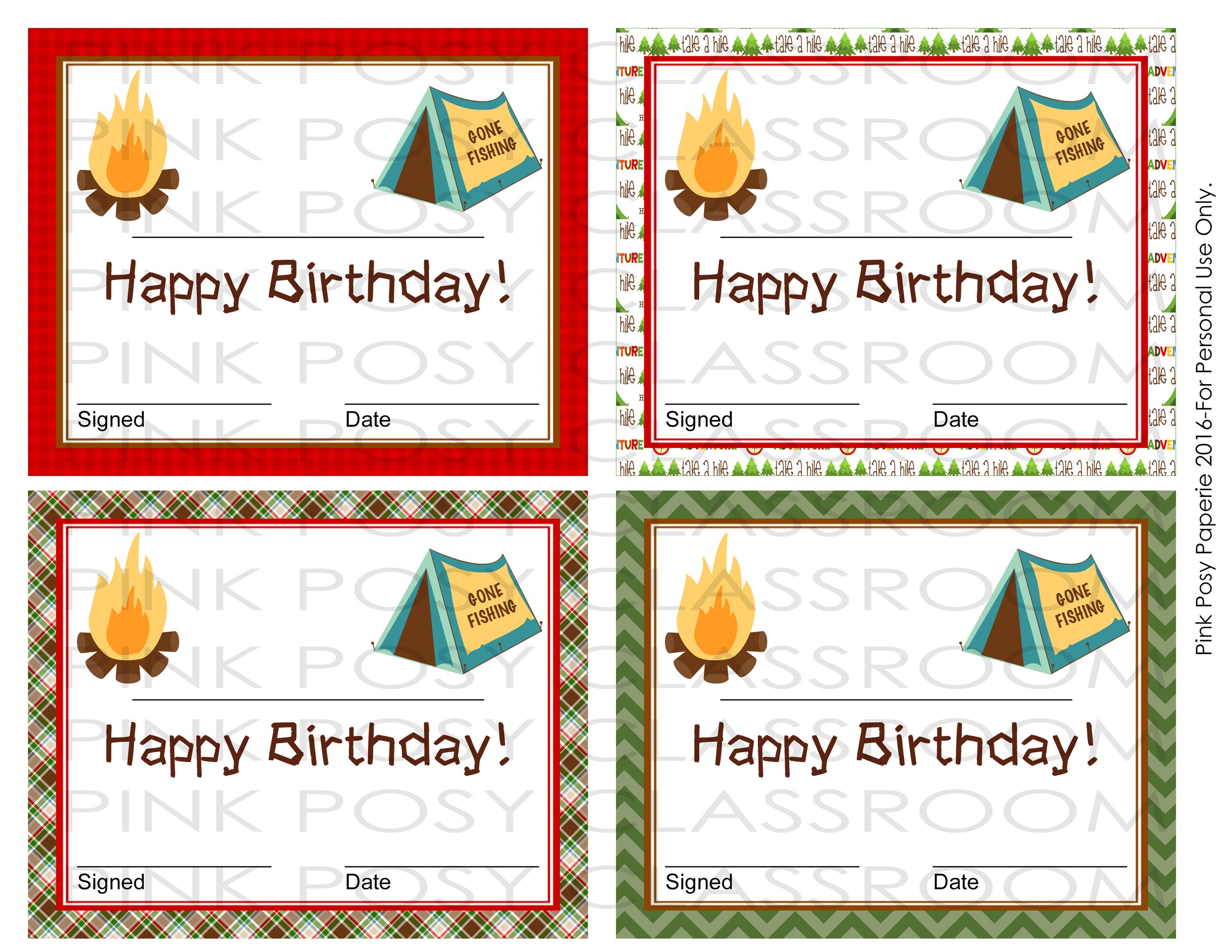 Happy Birthday Certificate, Camping Birthday Certificate, Classroom ...
