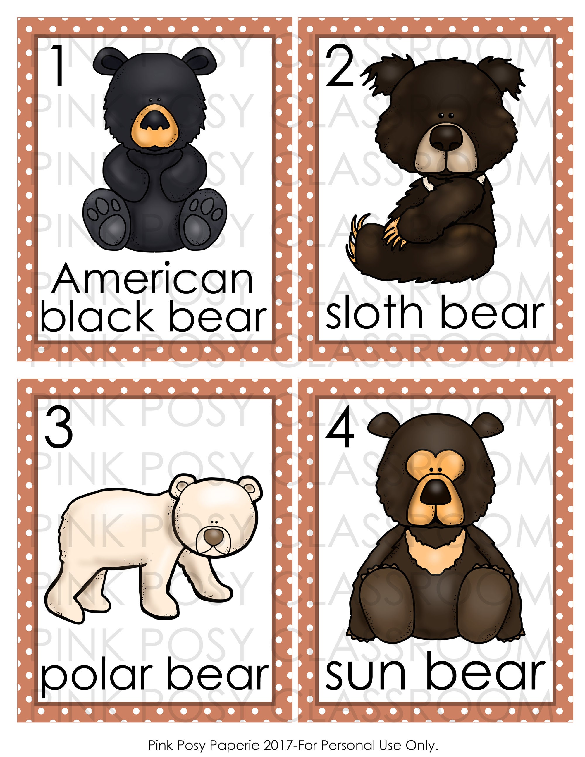 Bear Vocabulary Cards Bears Printable Literacy Center - Etsy