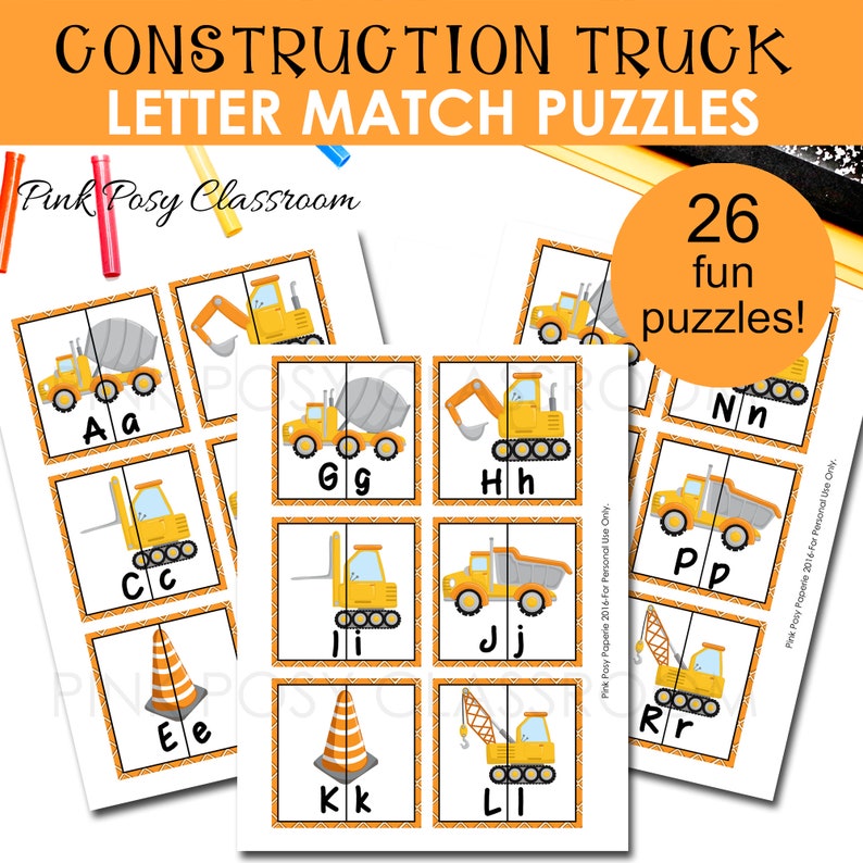Construction Puzzles, Letter Matching, Alphabet Puzzles for Toddlers ...