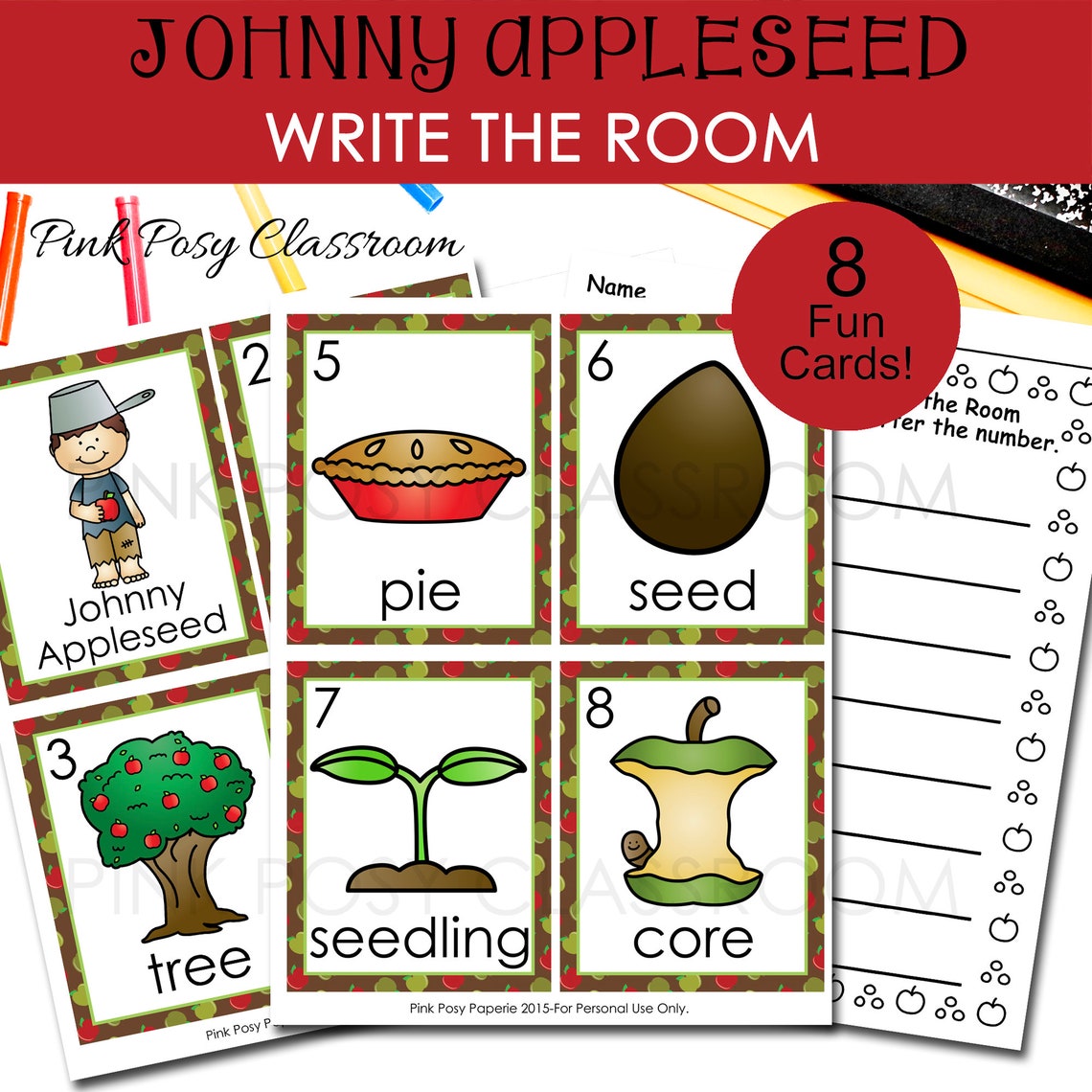 Johnny Appleseed Vocabulary Cards, Johnny Appleseed Printable, Autumn ...