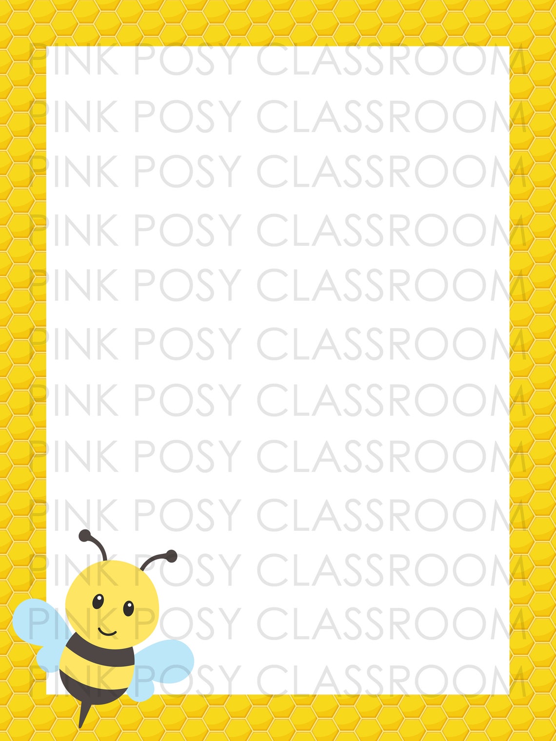 Bee Writing Paper, Bee Printable Paper, Bee Stationery, Bee Lined Paper ...