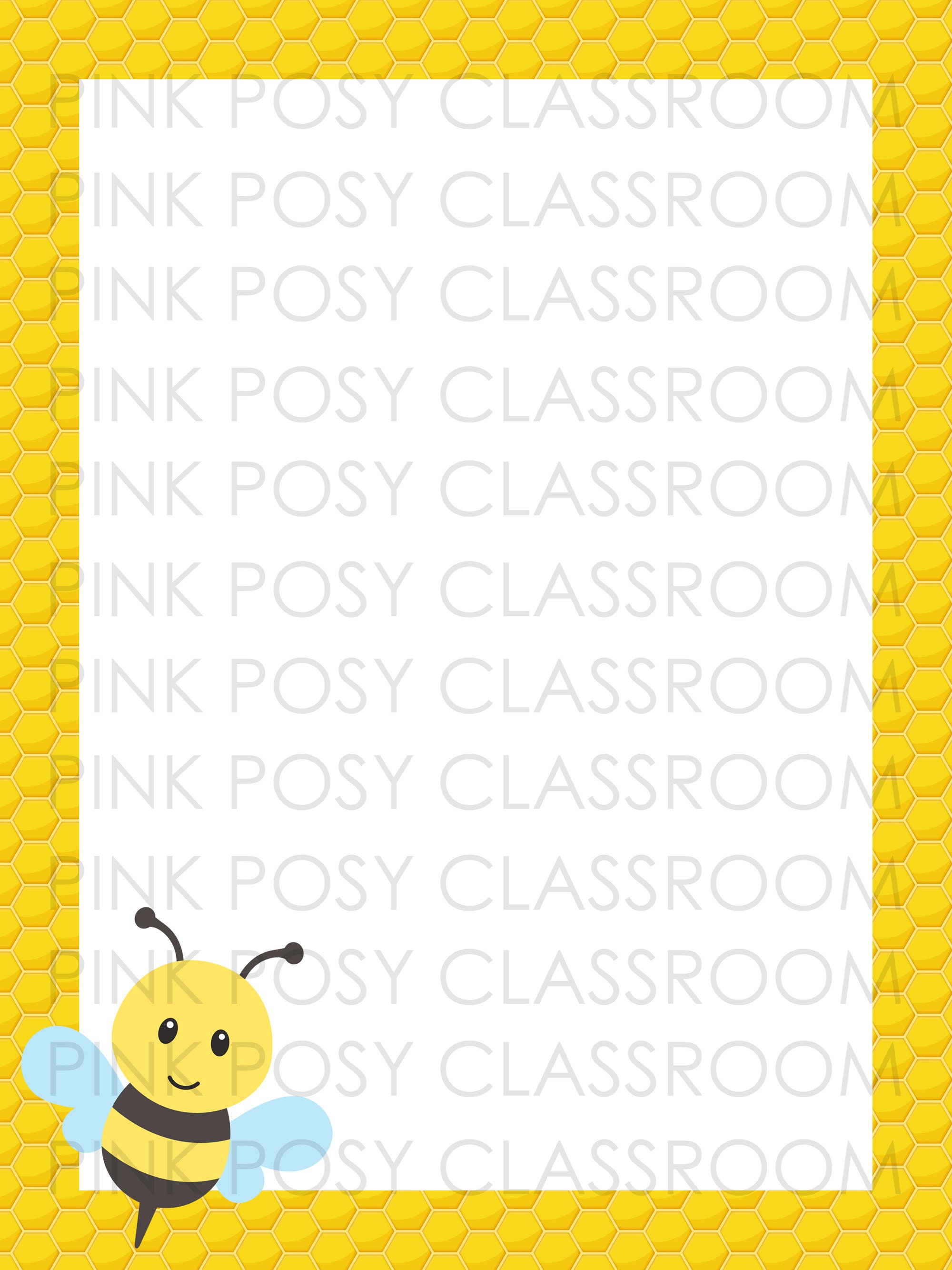 Bee Writing Paper, Bee Printable Paper, Bee Stationery, Bee Lined Paper ...