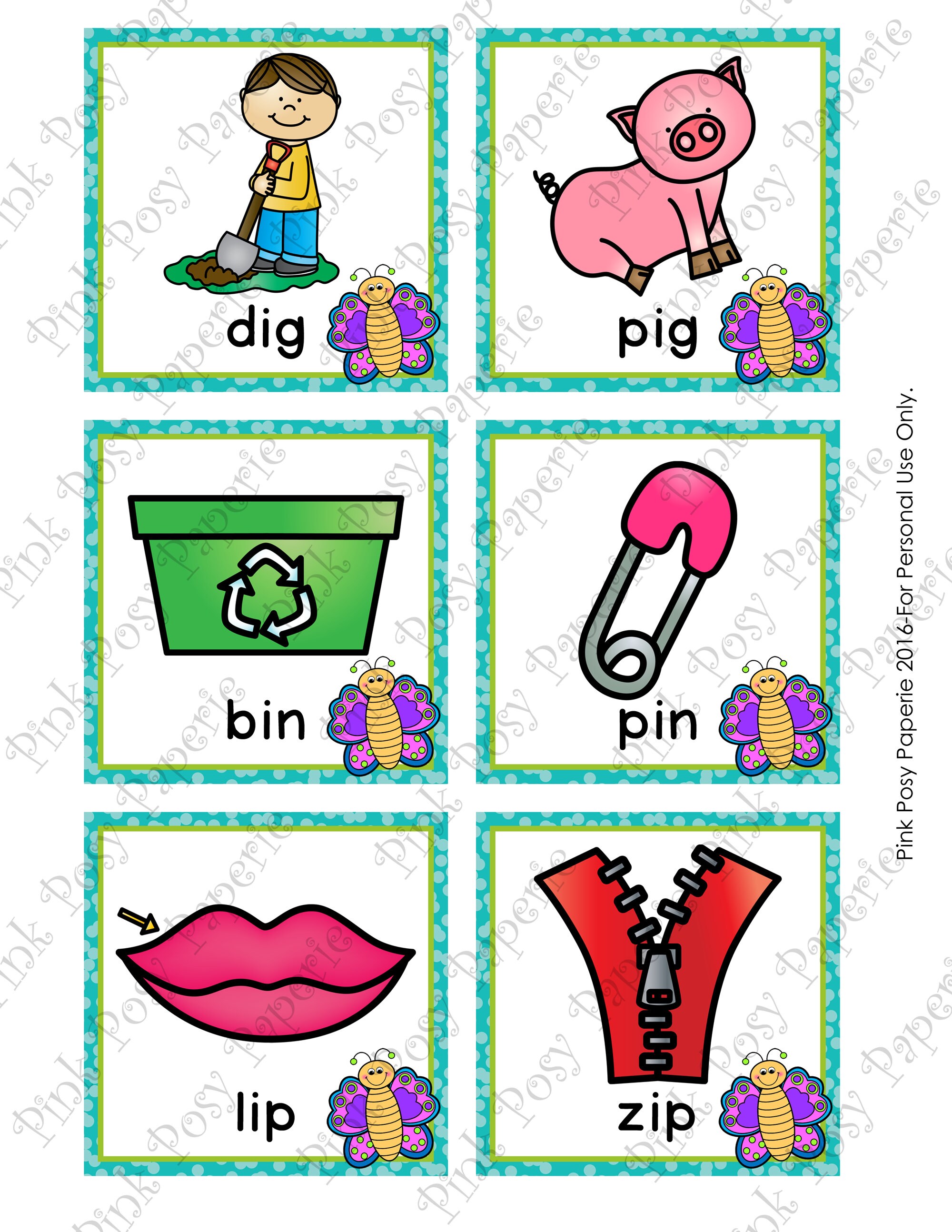 CVC Word Cards, Matching Cards, Short Vowel Sounds, Word Families ...