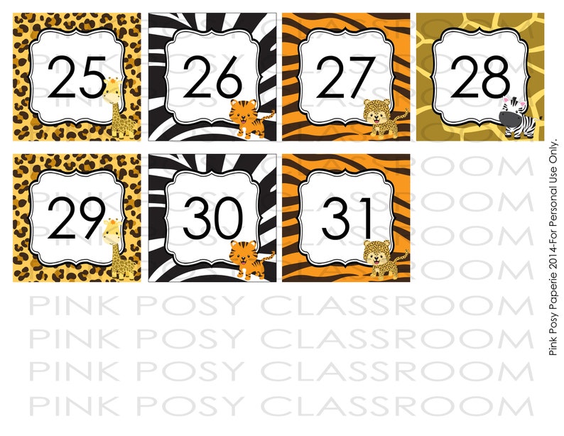 Jungle Calendar Set, Classroom Calendar Set, Classroom Decor, Safari ...