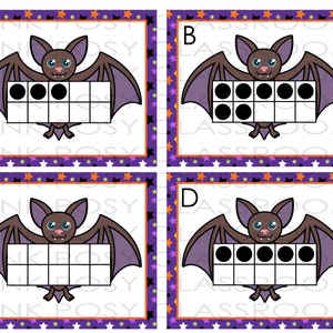 Ten Frame Flash Cards, Bats Count the Room, Learn to Count, Number ...