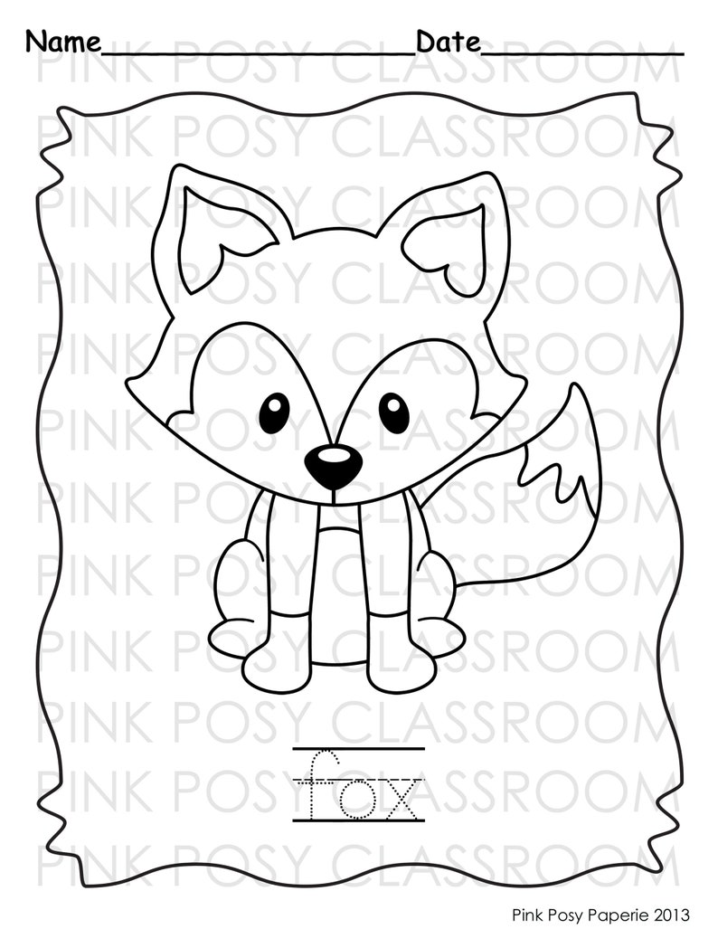 Woodland Animals Coloring Pages, Color and Trace the Word, Woodland ...