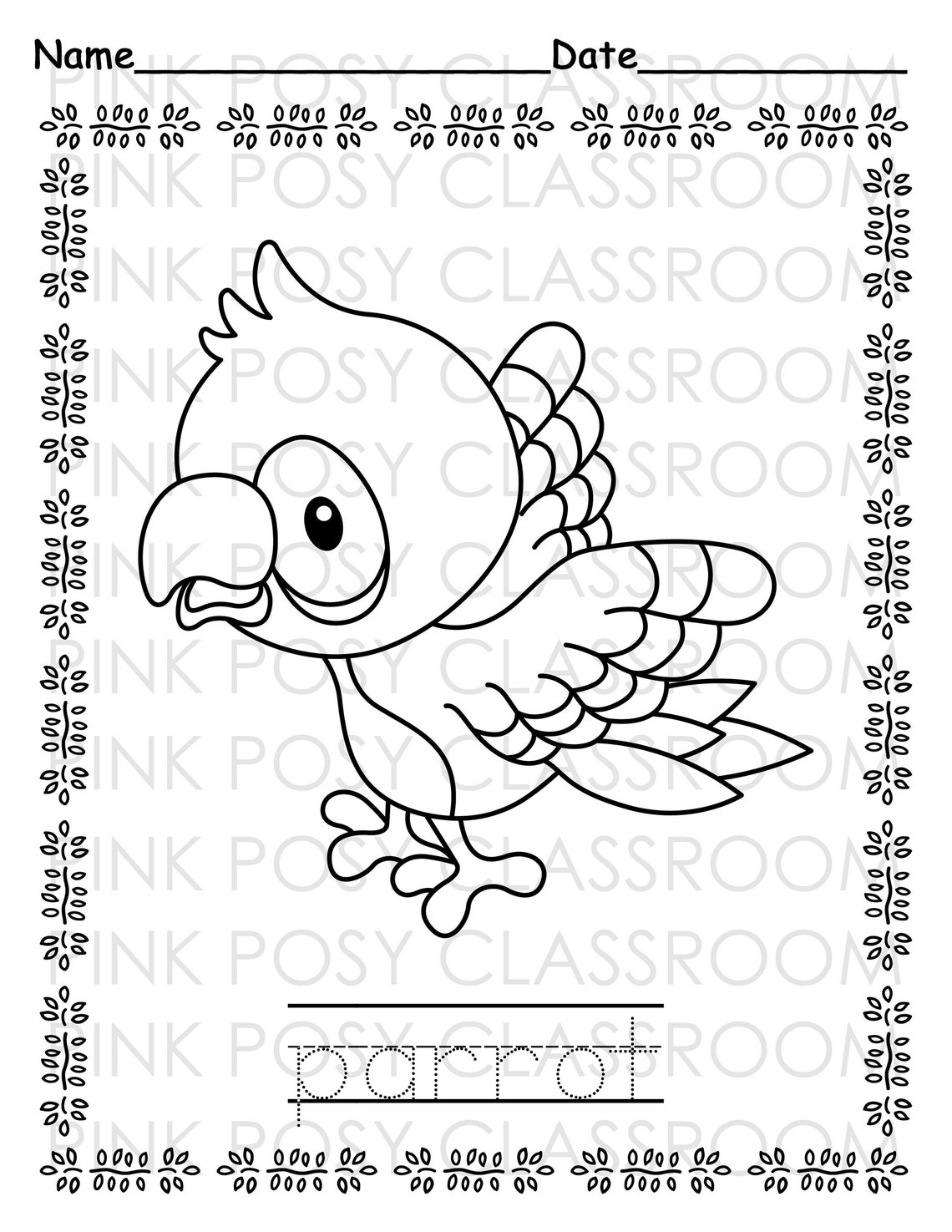 Rainforest Animals Coloring Pages, Color and Trace the Word, Rain ...