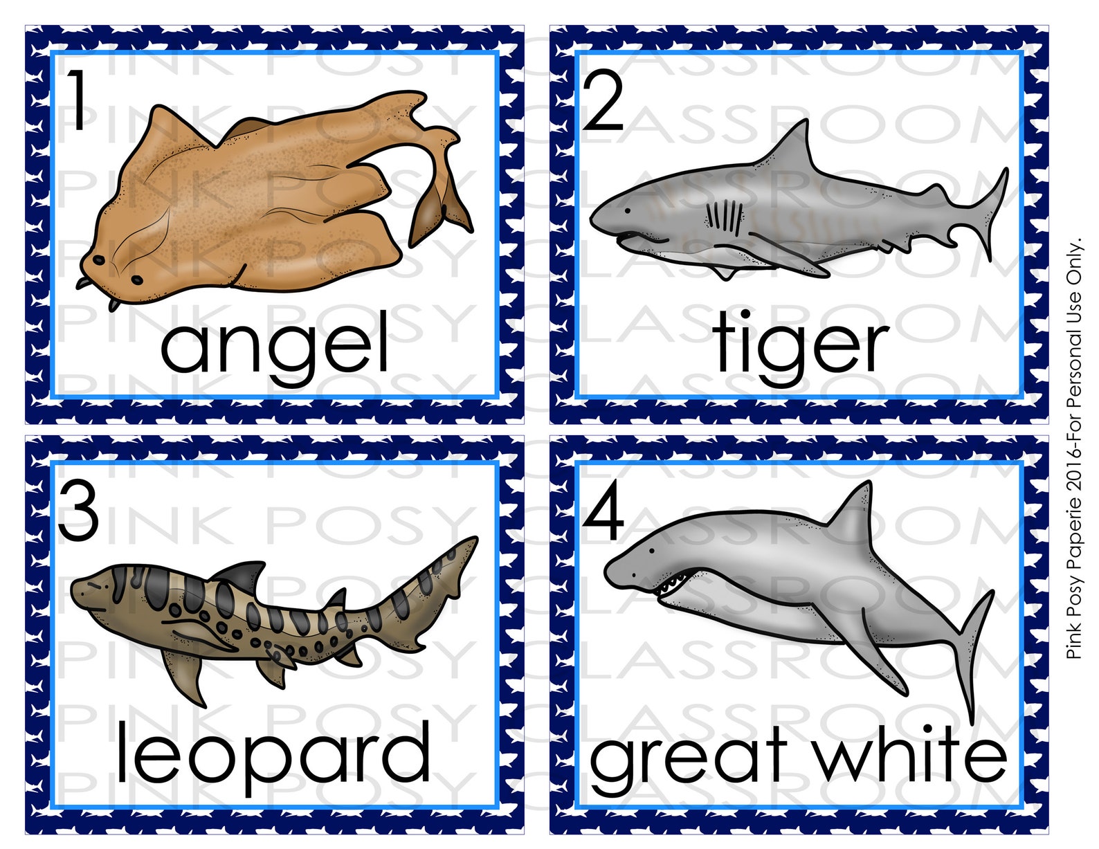 Shark Vocabulary Cards, Sharks Printable, Literacy Center, Writing ...