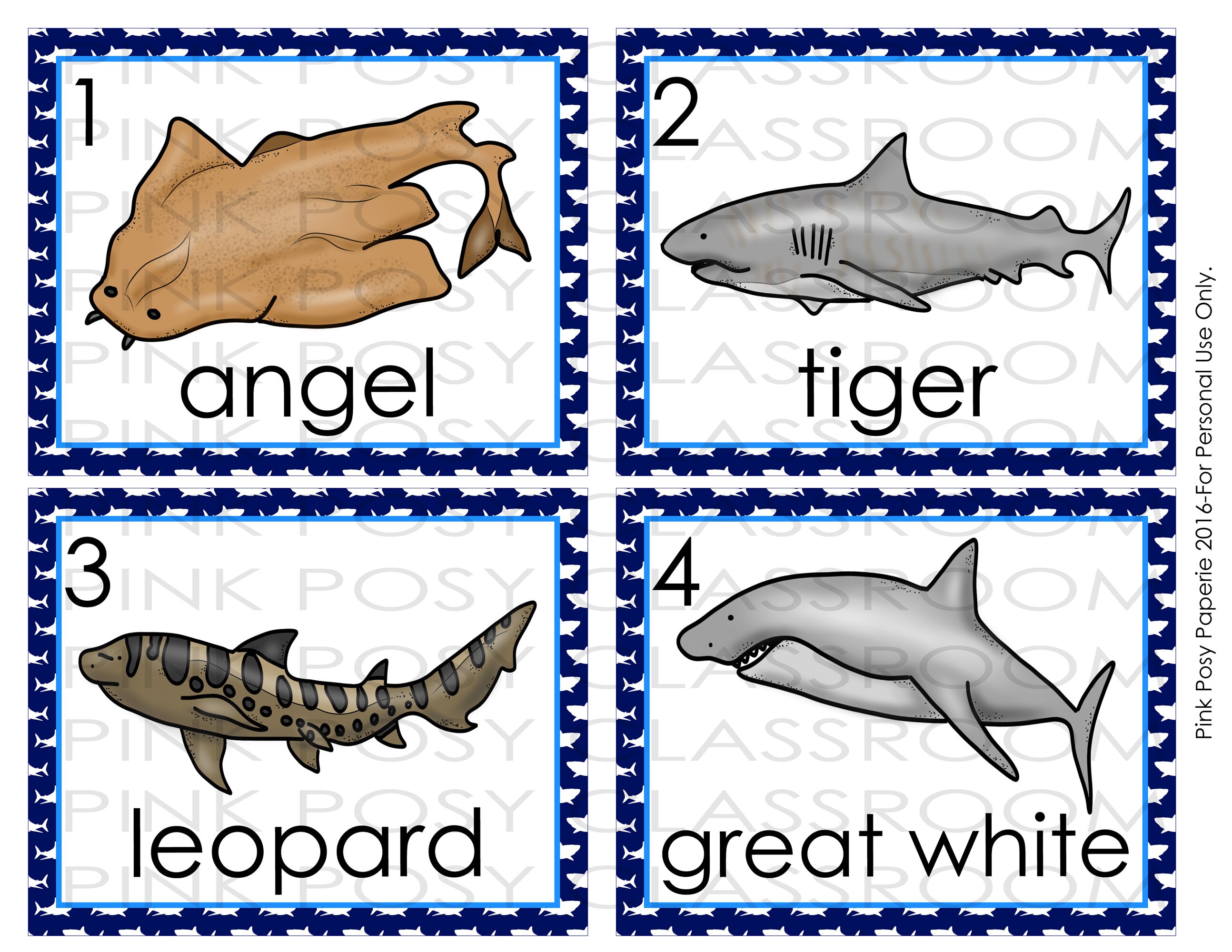 Shark Vocabulary Cards, Sharks Printable, Literacy Center, Writing ...