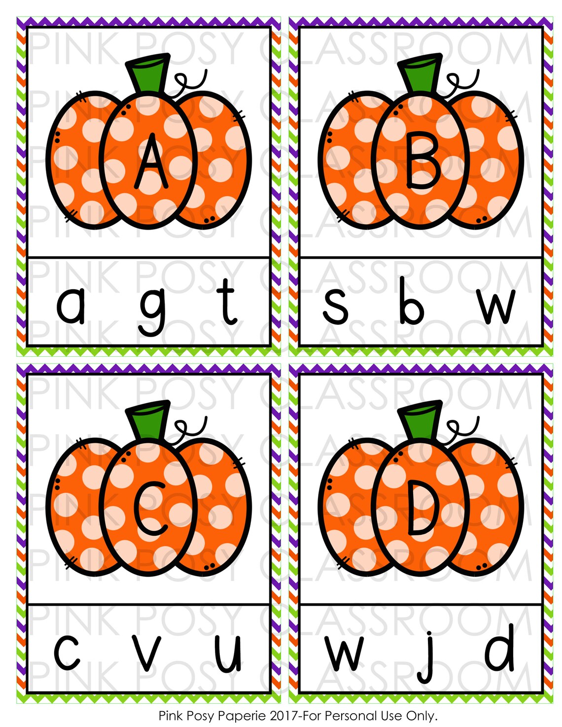 Alphabet Flash Cards Pumpkin Alphabet Clip Cards Letter - Etsy