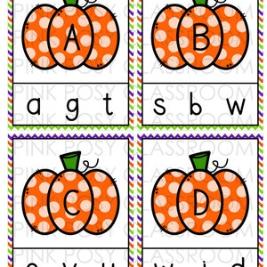 Alphabet Flash Cards, Pumpkin Alphabet Clip Cards, Letter Match Cards ...