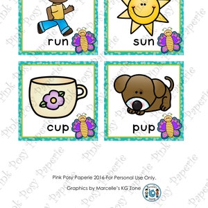 CVC Word Cards, Matching Cards, Short Vowel Sounds, Word Families ...