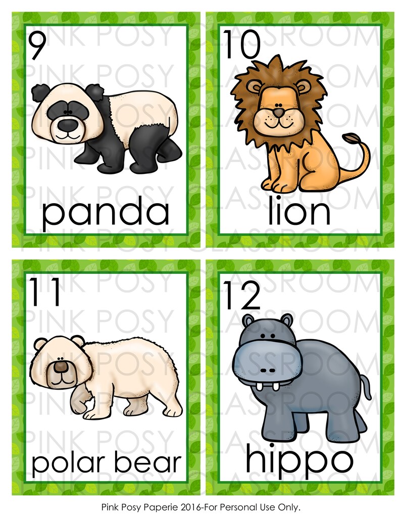Zoo Animals Vocabulary Cards, Zoo Animal Printable, Literacy Center ...