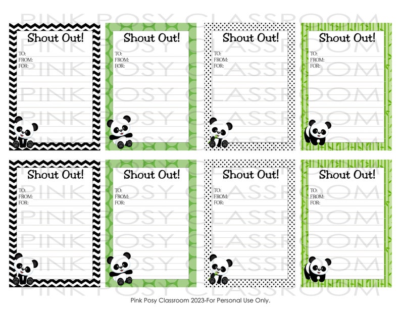 Shout Out Cards Notes From Teacher Student Rewards Panda - Etsy