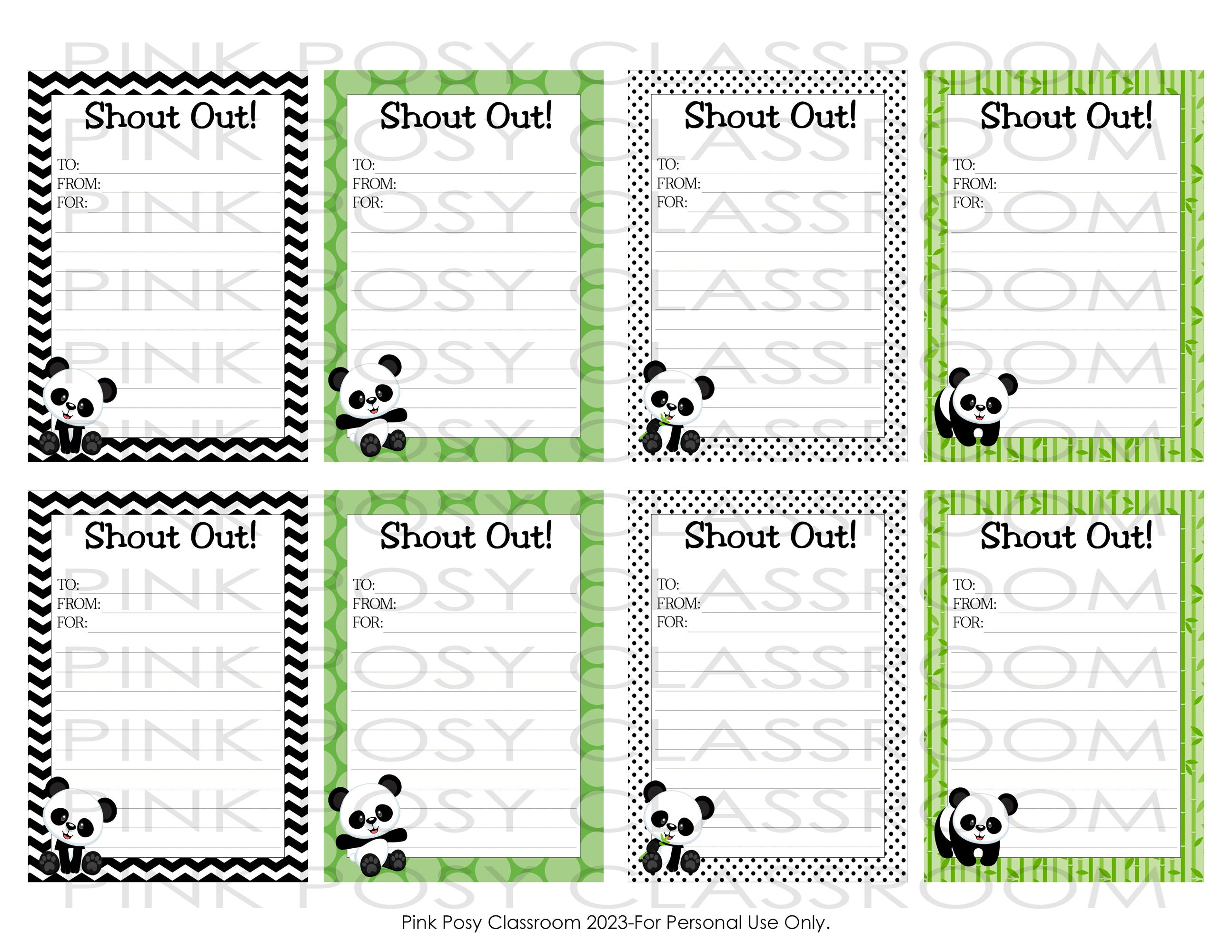 Shout Out Cards Notes From Teacher Student Rewards Panda - Etsy
