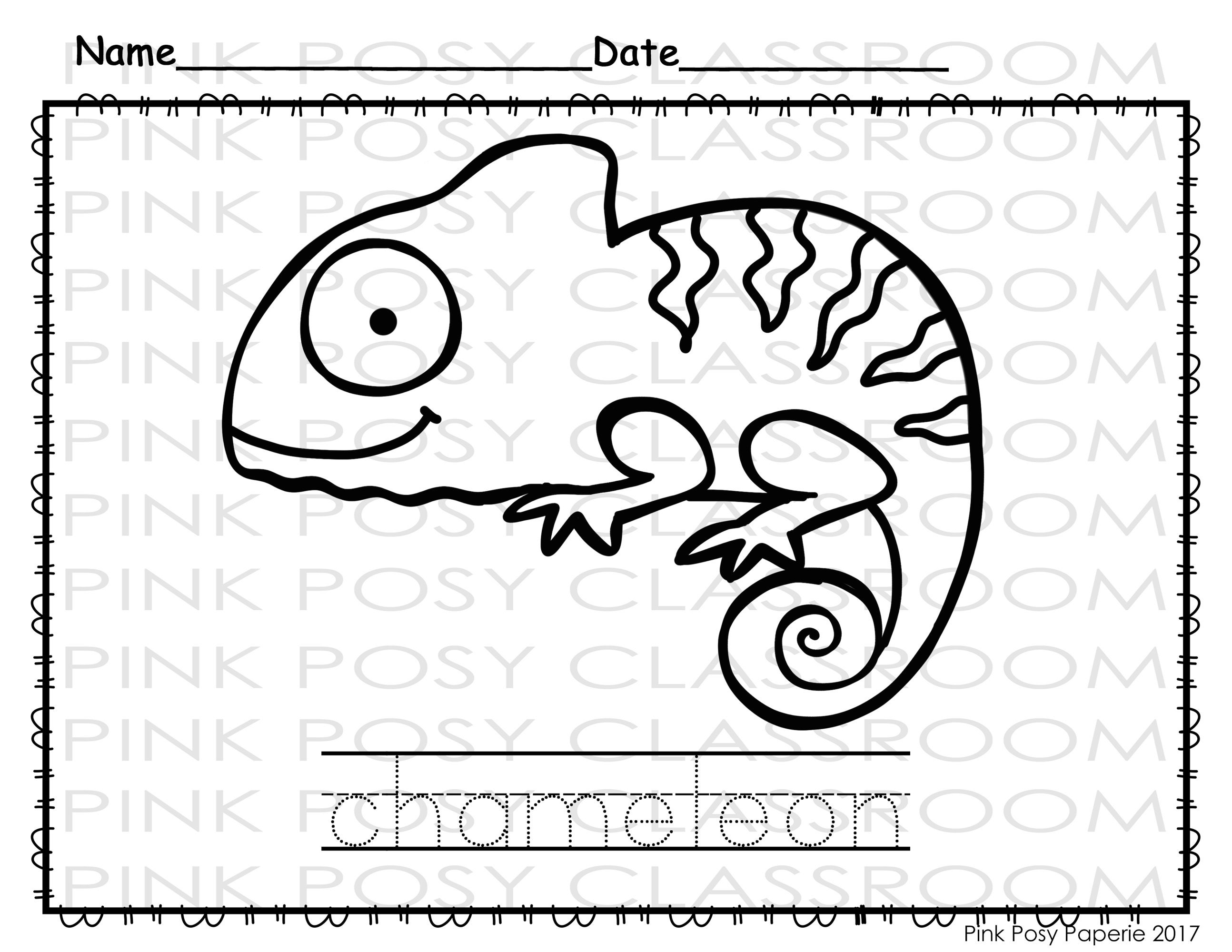 Reptiles and Amphibians Coloring Pages, Color and Trace the Word ...